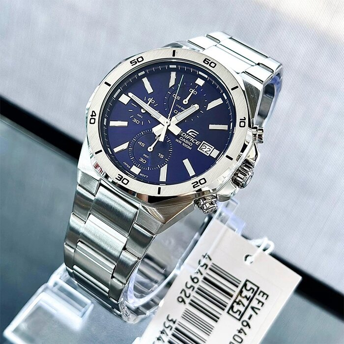 Наручные часы CASIO Edifice, серебряный/синий — фото 1