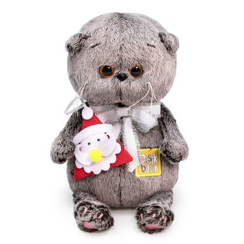 Мягкая Игрушка BudiBasa Кот Басик BABY с игрушкой Дед Мороз (20см) (в подарочной коробке) BB-068, (О