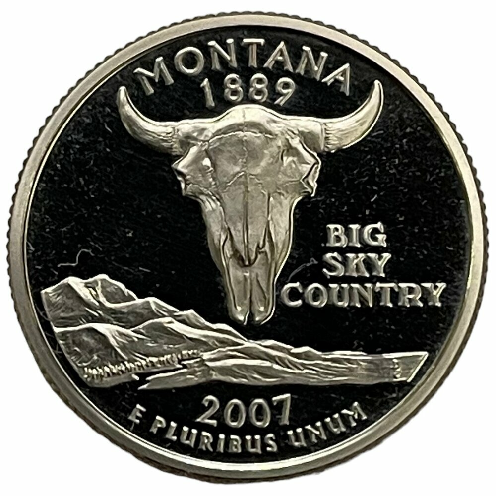 США 25 центов (1/4 доллара) 2007 г. (Квотеры 50 штатов - Монтана) (S) (CN) (Proof)