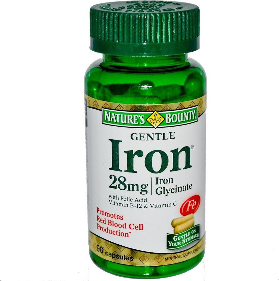 Нэйчес Баунти Легкодоступное железо капсулы 28Мг №90 (Бад)