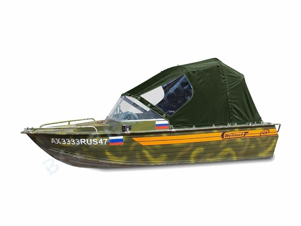 Wellboat-45м / Вельбот-45м. Тент ходовой с дугами с креплением