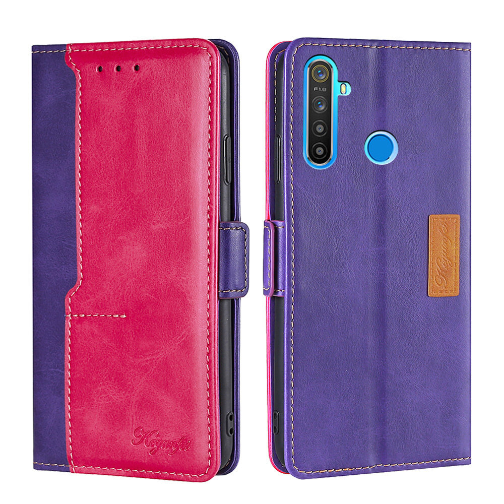 Чехол-книжка MyPads для Realme 5 / 5s / 5i / 6i / Narzo 10A (Красный + фиолетовый)