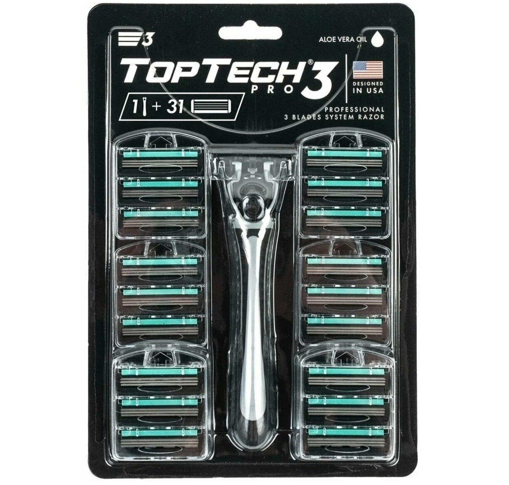 Топ Теч Про 3 / Top Tech Pro 3 - Станок для бритья мужской + сменные кассеты 31 шт