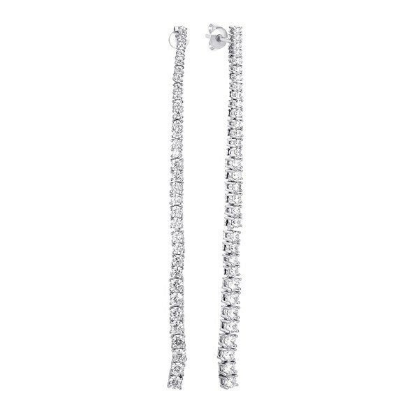 Серьги пусеты, серебро, 925 проба, родирование, фианит