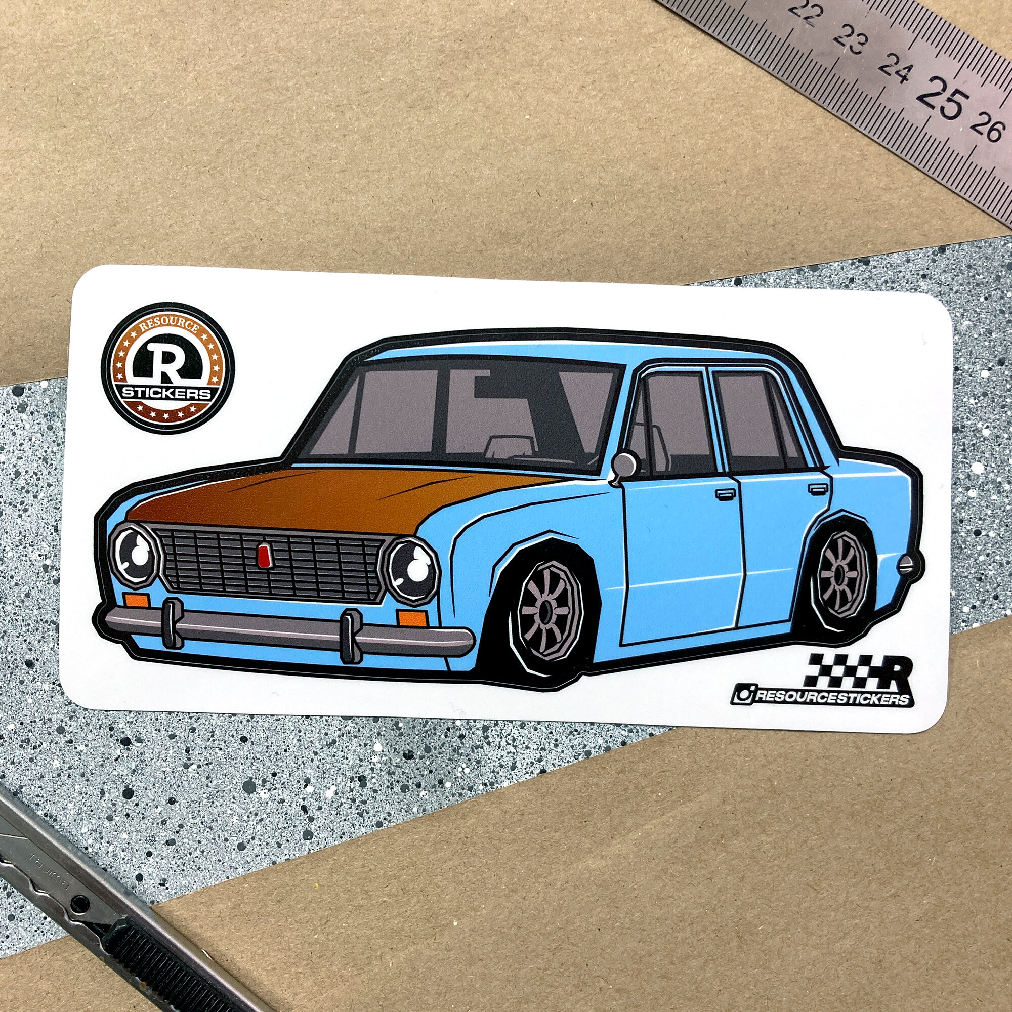 Наклейка машинка Жигули 2101 (голубой)