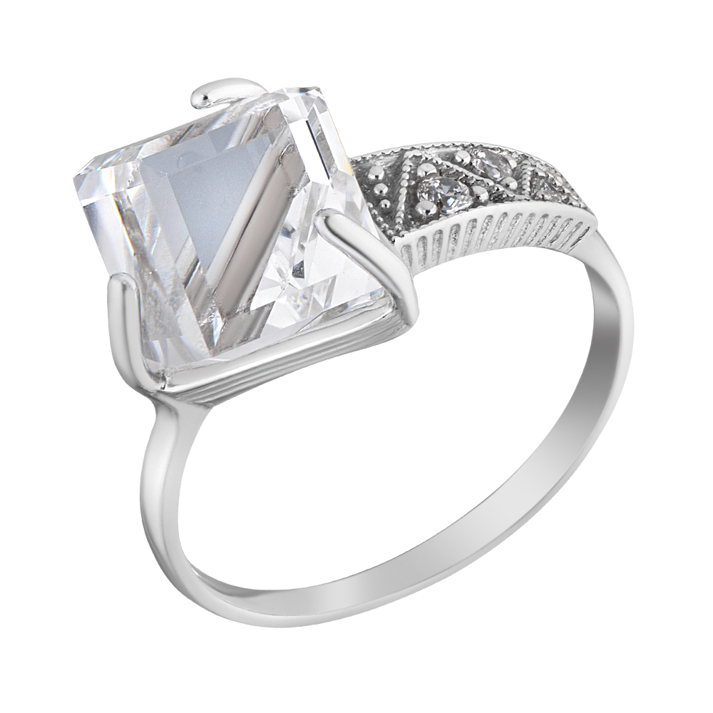 Кольцо, серебро, 925 проба, фианит