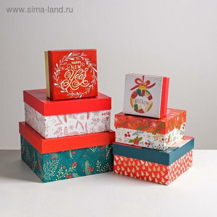 Набор подарочных коробок 6 в1 Happy new year, 10×10×6-20×20×11 см, Новый год