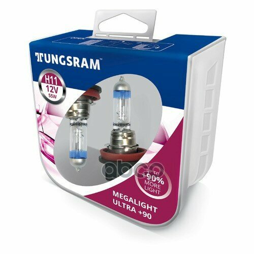 Лампа H11 12V-55W (Pgj19-2) ( +90% Света) Megalight Ultra +90 (П. уп.2шт.) 93116881 TUNGSRAM арт. 53110SXUPB2
