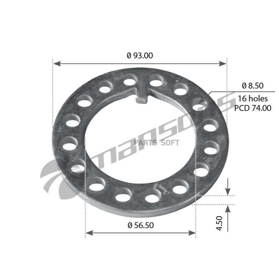 Кольцо ступицы металл! стопорное D56,5xD93x8.5mm 16отвSAF Mansons арт. 600163