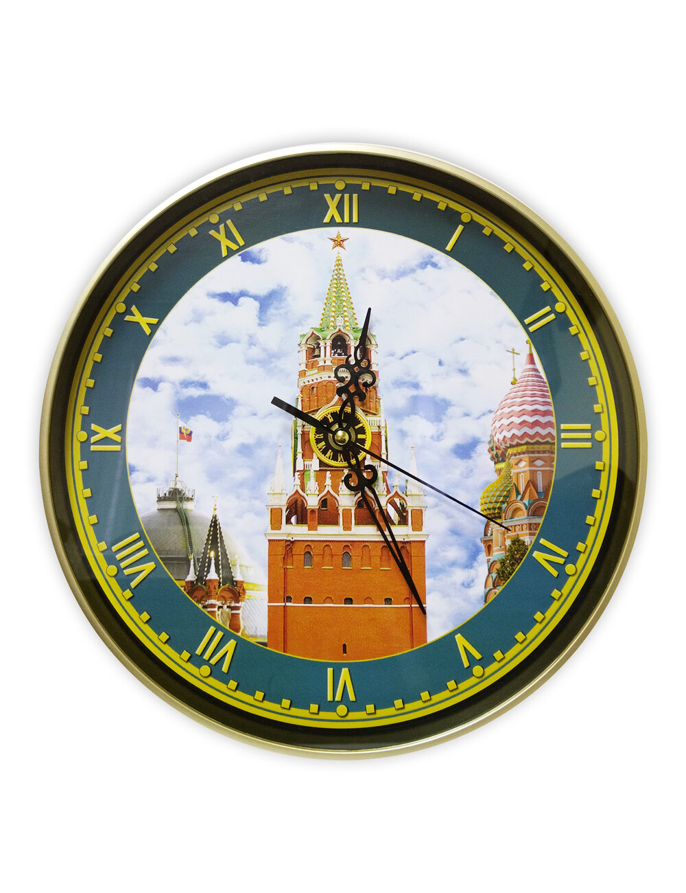 Настенные механические часы "Москва" диметром 30см.