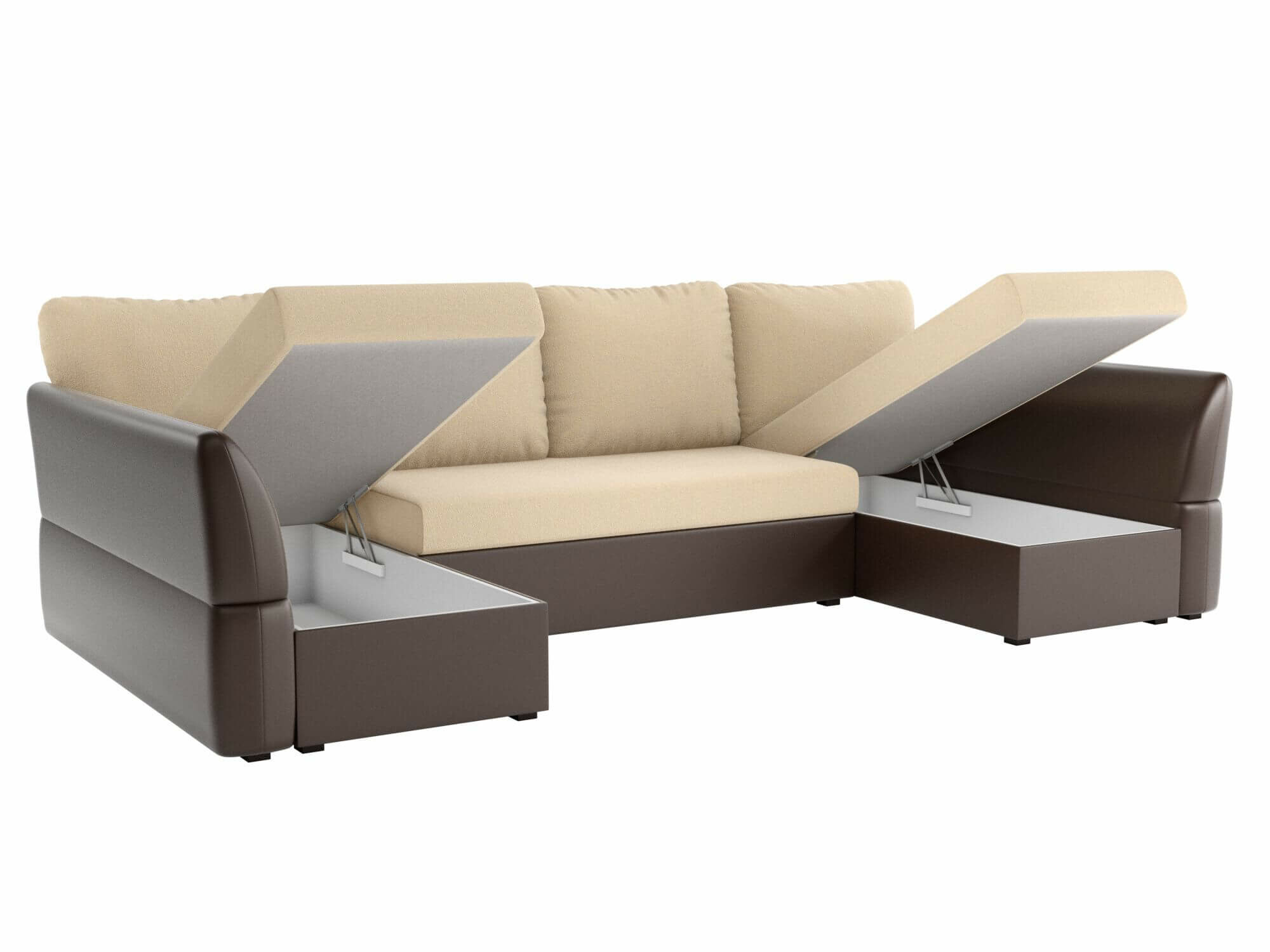 Artum Диван Гесен-П рогожка бежевый эко кожа коричневый