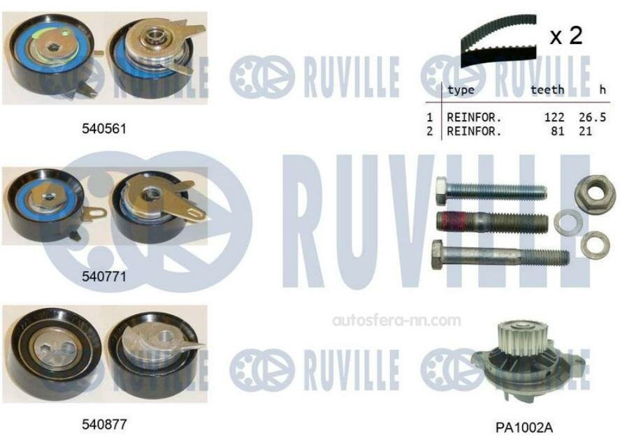 RUVILLE 5503851 Комплект ГРМ с водяным насосом VW: TRANSPORTER IV