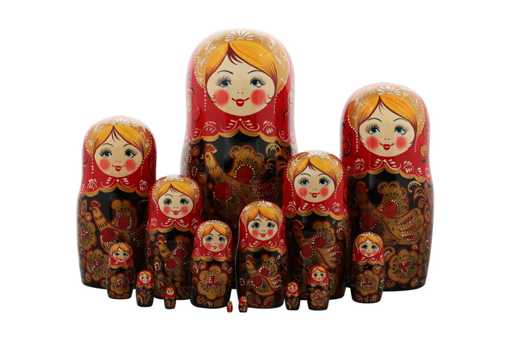 Матрешка Жар-Птица красно-черная, 15 мест (27321)