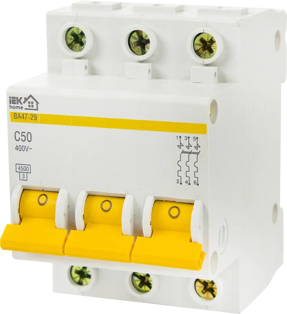 Автоматический выключатель IEK Home ВА47-29 3P C50 А 4.5 кА