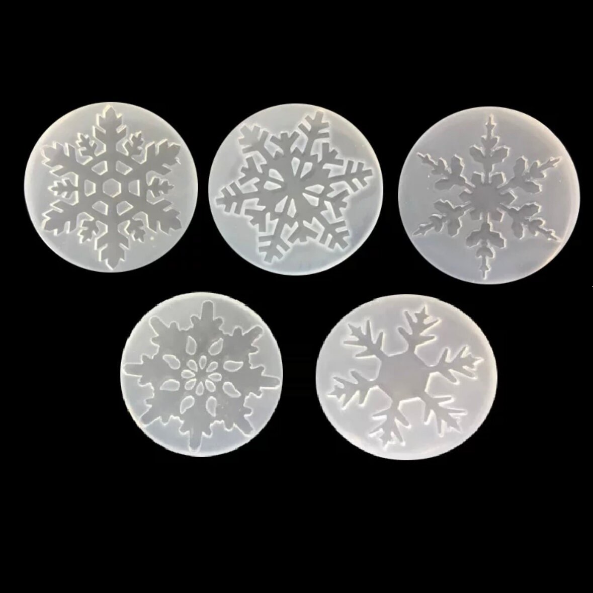 Cиликоновая форма Снежинки 5 шт. для изготовления мыла, свечей, фигурок из полимерной глины и пластилина.