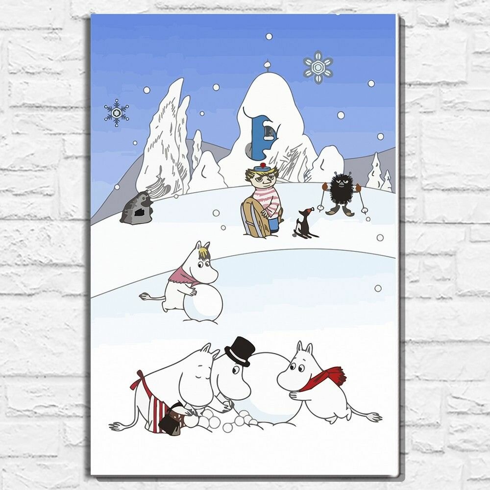 Картина по номерам на холсте новый год муми тролль (moomin, туве янссон, эстетика, уют, снуснумрик) - 12964 40х60