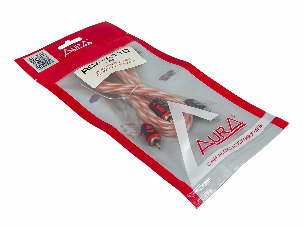 RCA кабель 1 метр, 2 канала, витая пара, AurA RCA-A110MKII, 1 шт
