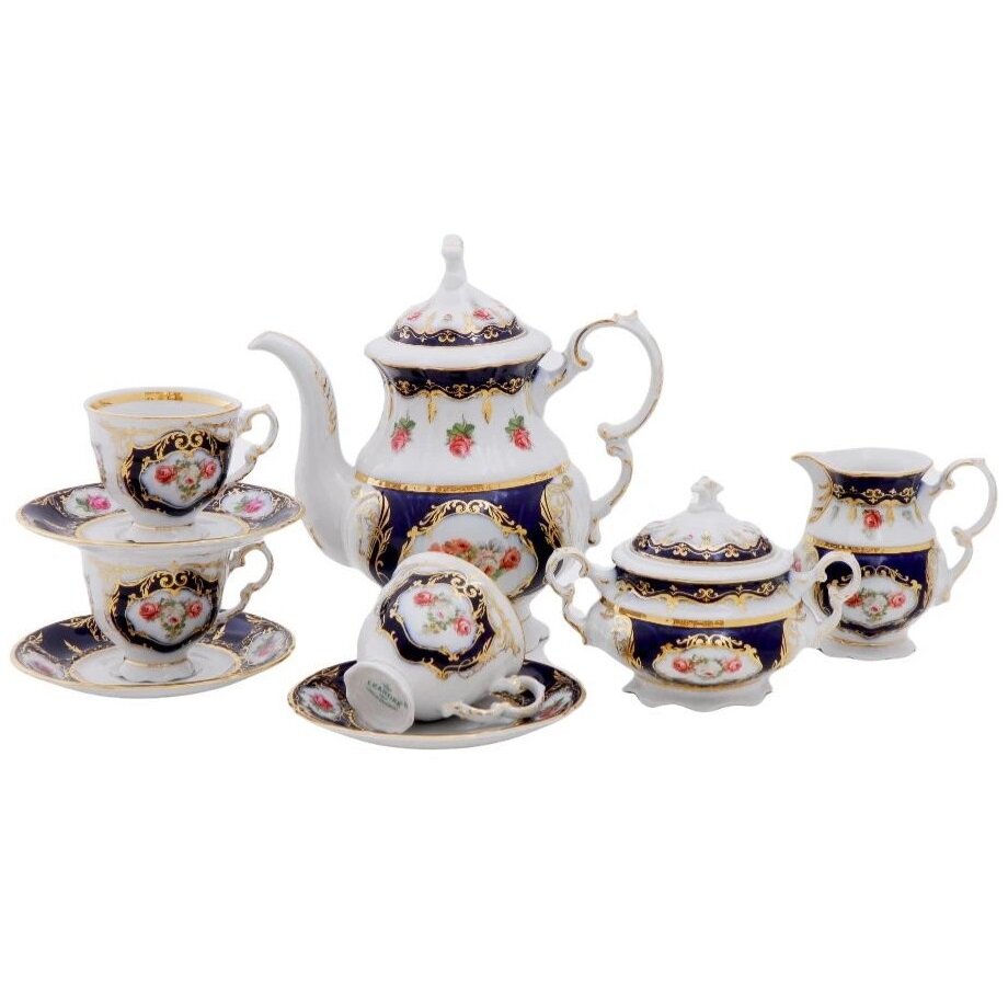 Кофейный сервиз Leander Sonata Kobalt + Malé Květy 07160714-0440