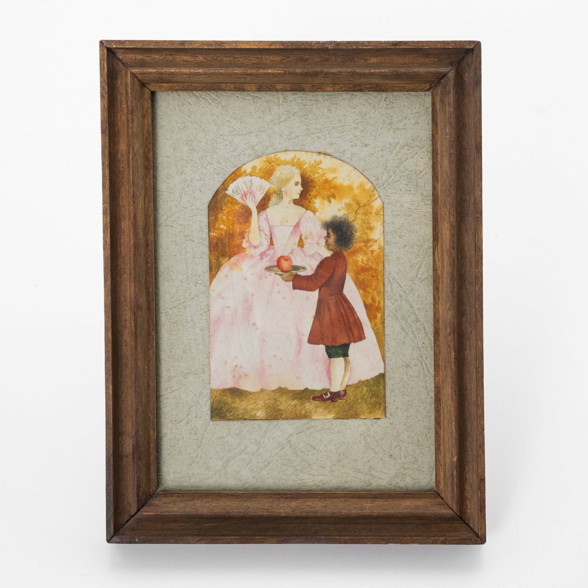 Эскиз "Дама с арапчонком" в застекленной раме, неизвестный художник, бумага