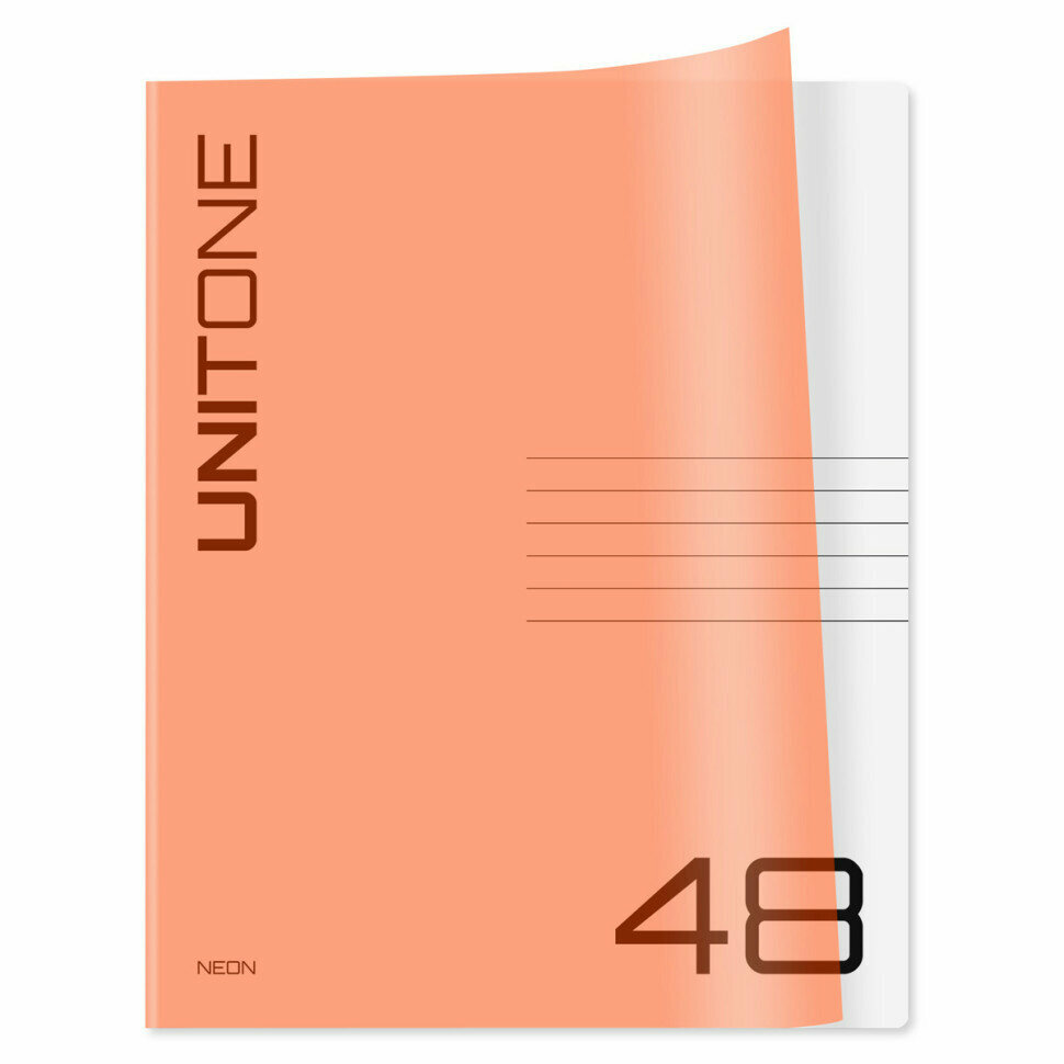 Тетрадь 48л. клетка BG "UniTone. Neon", пластиковая обложка, неон оранжевый, 12 штук, 359083