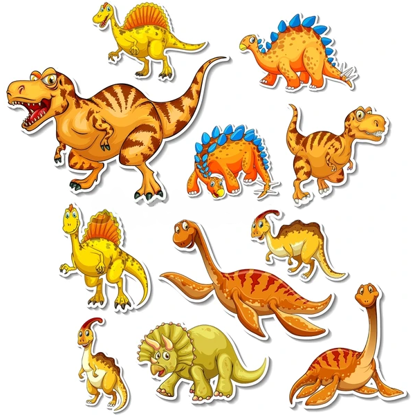 Наклейки стикеры Желтые динозавры