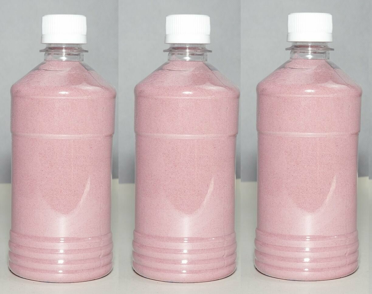 Розовый кварцевый песок 2400 г (3шт по 800г) для творчества, декора, рисования и светового стола, флорариума (фр. 0,1-0,3)