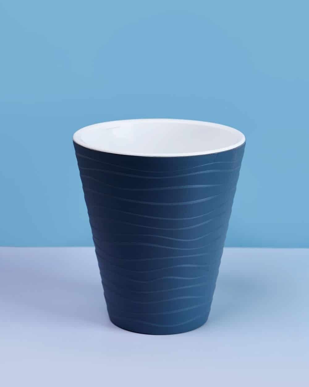 Кашпо для цветов Plast avenue / Пласт Авеню Валенсия со вставкой, пластиковое антрацит, диаметр 21.5см объем 5.2л