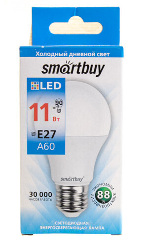 Светодиодная LED лампа Smartbuy SBL-A60-11W-60K-E27 холодный дневной свет.
