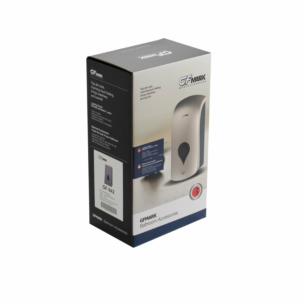 Дозатор жидкого мыла GFmark, универсальный, пластиковый, серый с глазком - капля