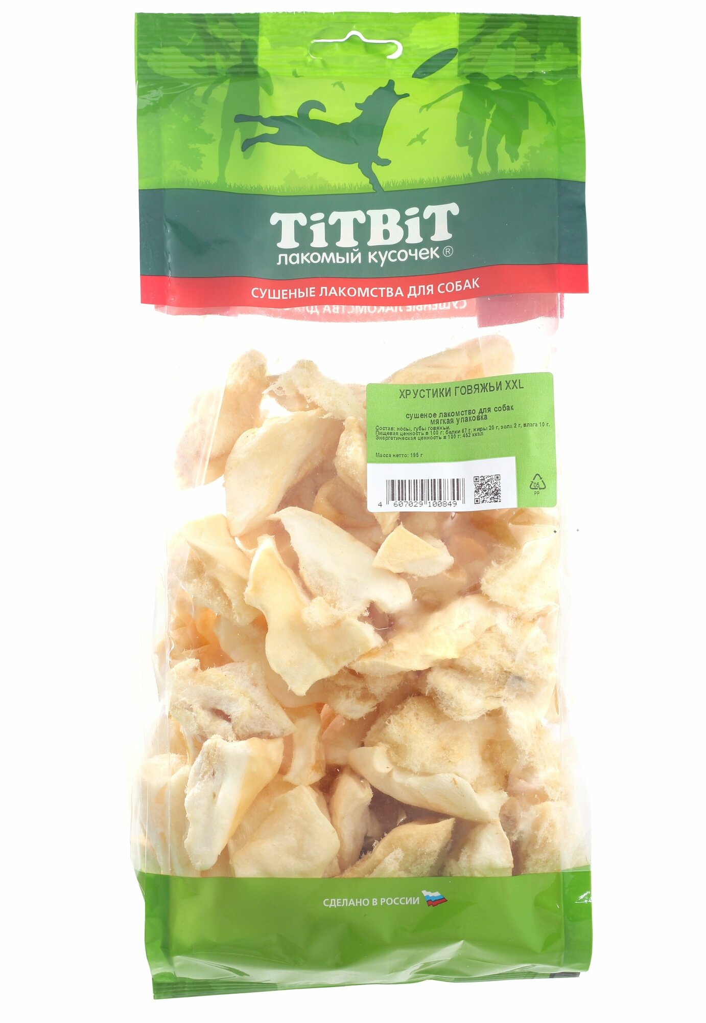 Лакомство TiTBiT Лакомый кусочек Хрустики говяжьи XXL для собак (195 г)