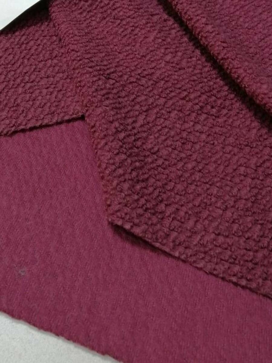 Пальтовая ткань букле бордовый, Италия , отрез 1,50 м х 145 см