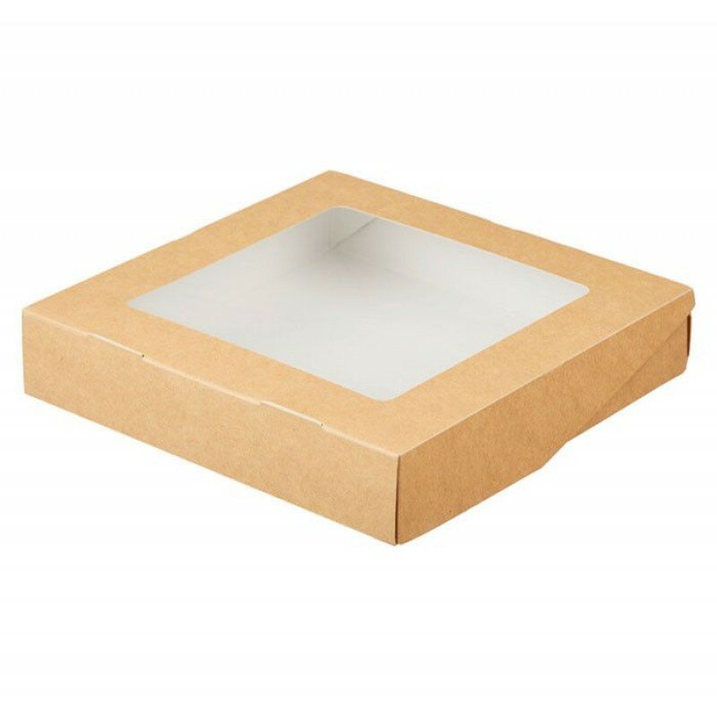 Упаковка картонная универсальная с окном 2,5л 260х260х40мм крафт уп/10шт