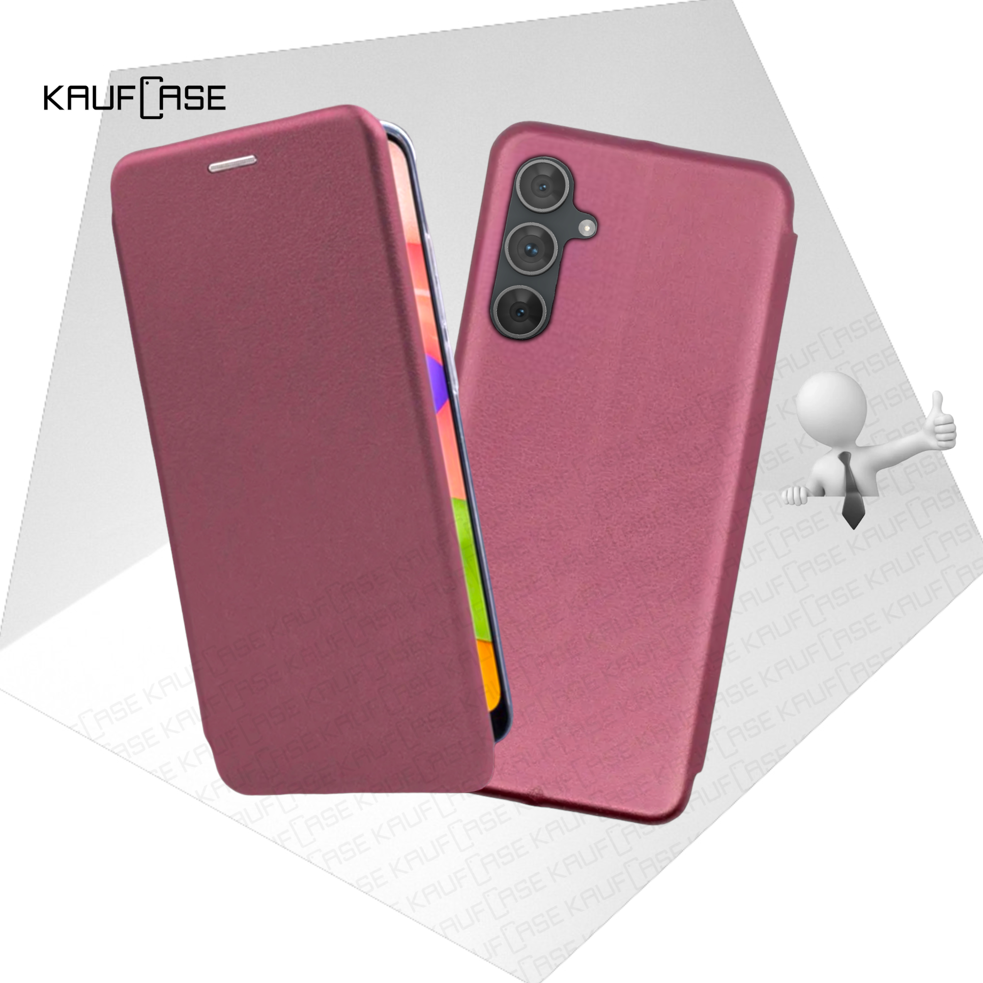 Чехол книжка для телефона Samsung A14 4G (A145) (6.6"), бордовый. Текстура под кожу