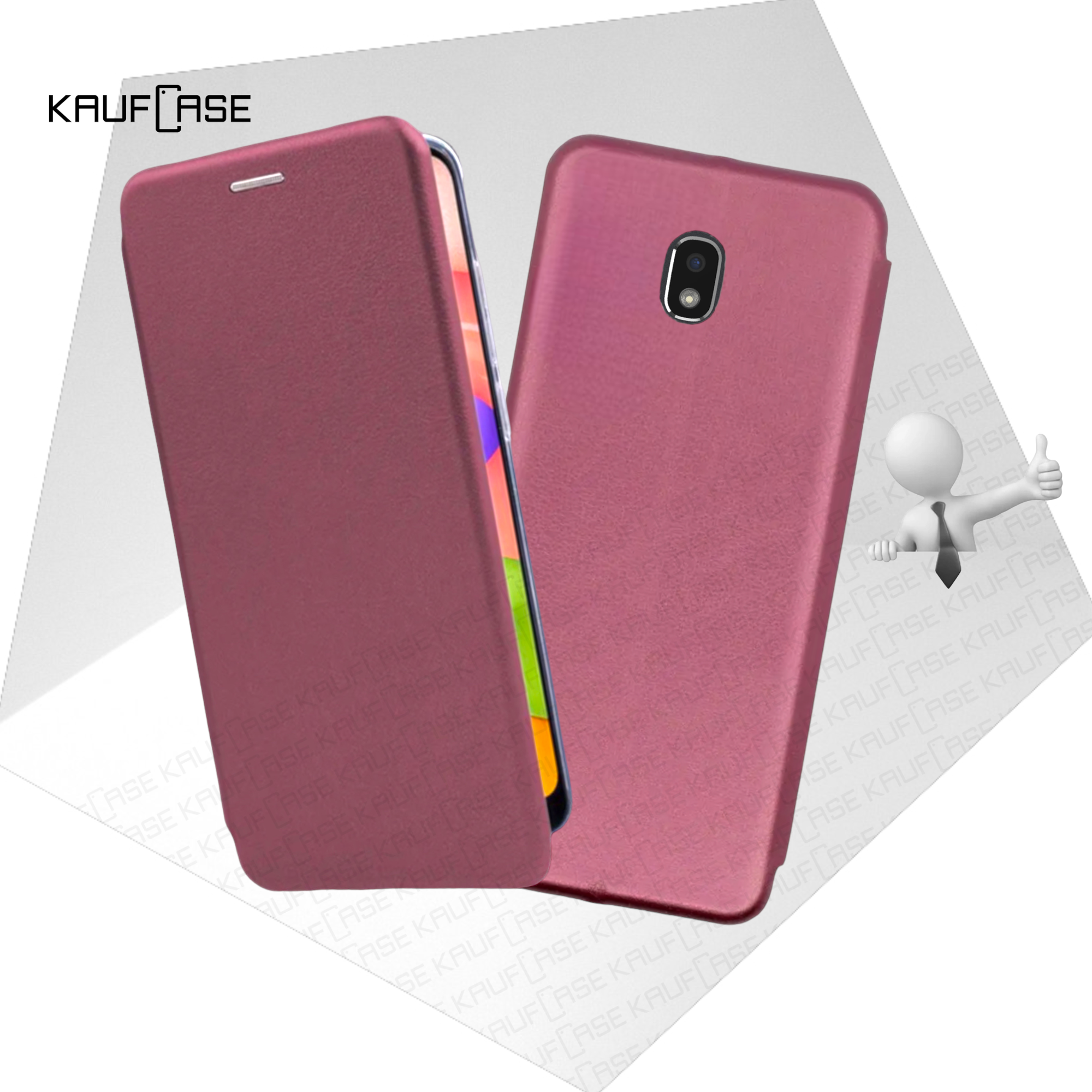 Чехол книжка для телефона Samsung J5 2017 (J530) (5.2"), бордовый. Текстура под кожу