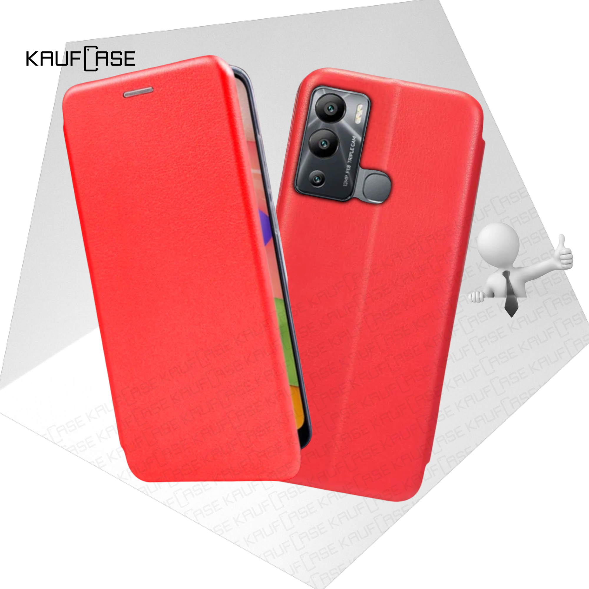 Чехол книжка для телефона Infinix Hot 12i (X665B) (6.6"), красный. Текстура под кожу