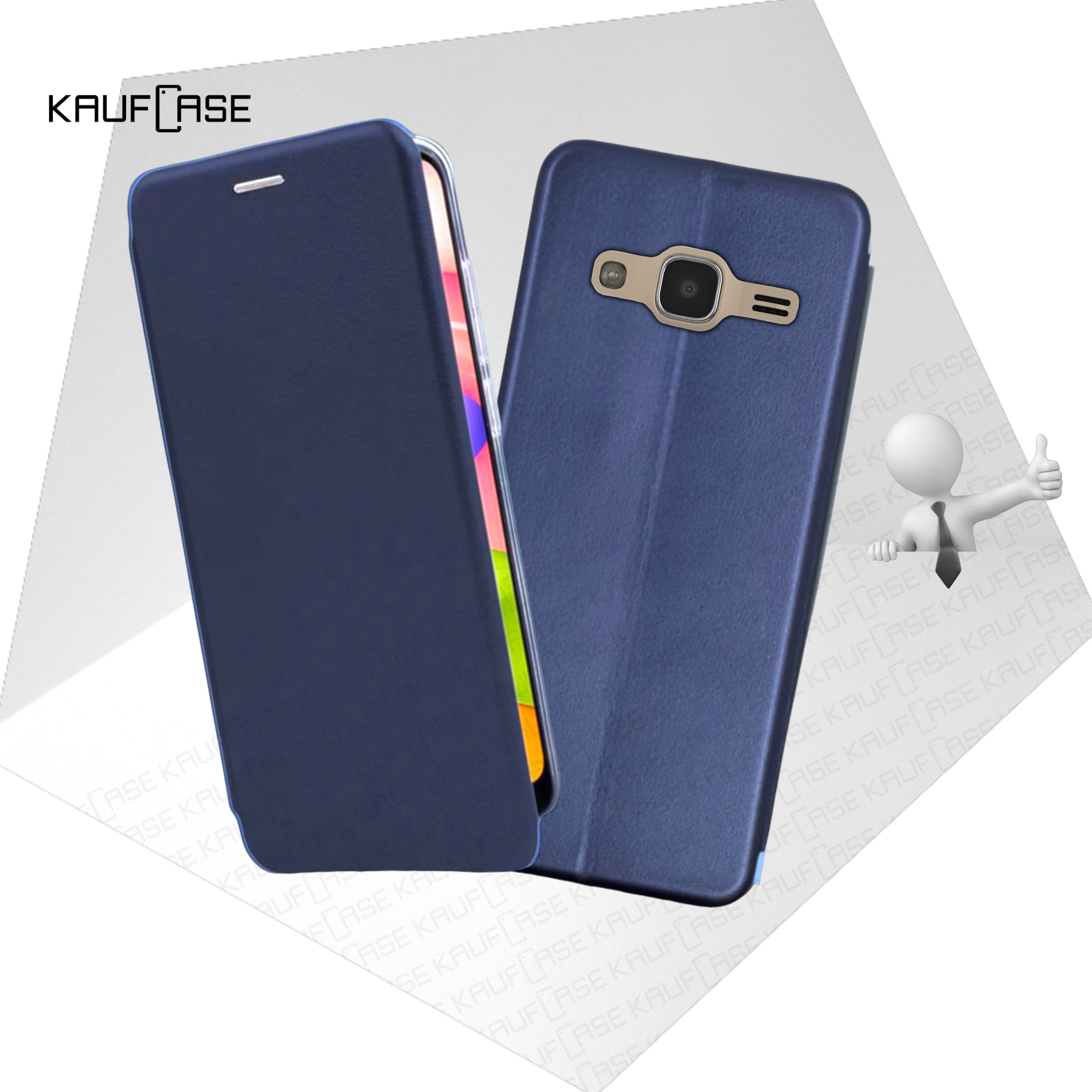 Чехол книжка для телефона Samsung J3 2016 (J320) (5"), темно-синий. Текстура под кожу
