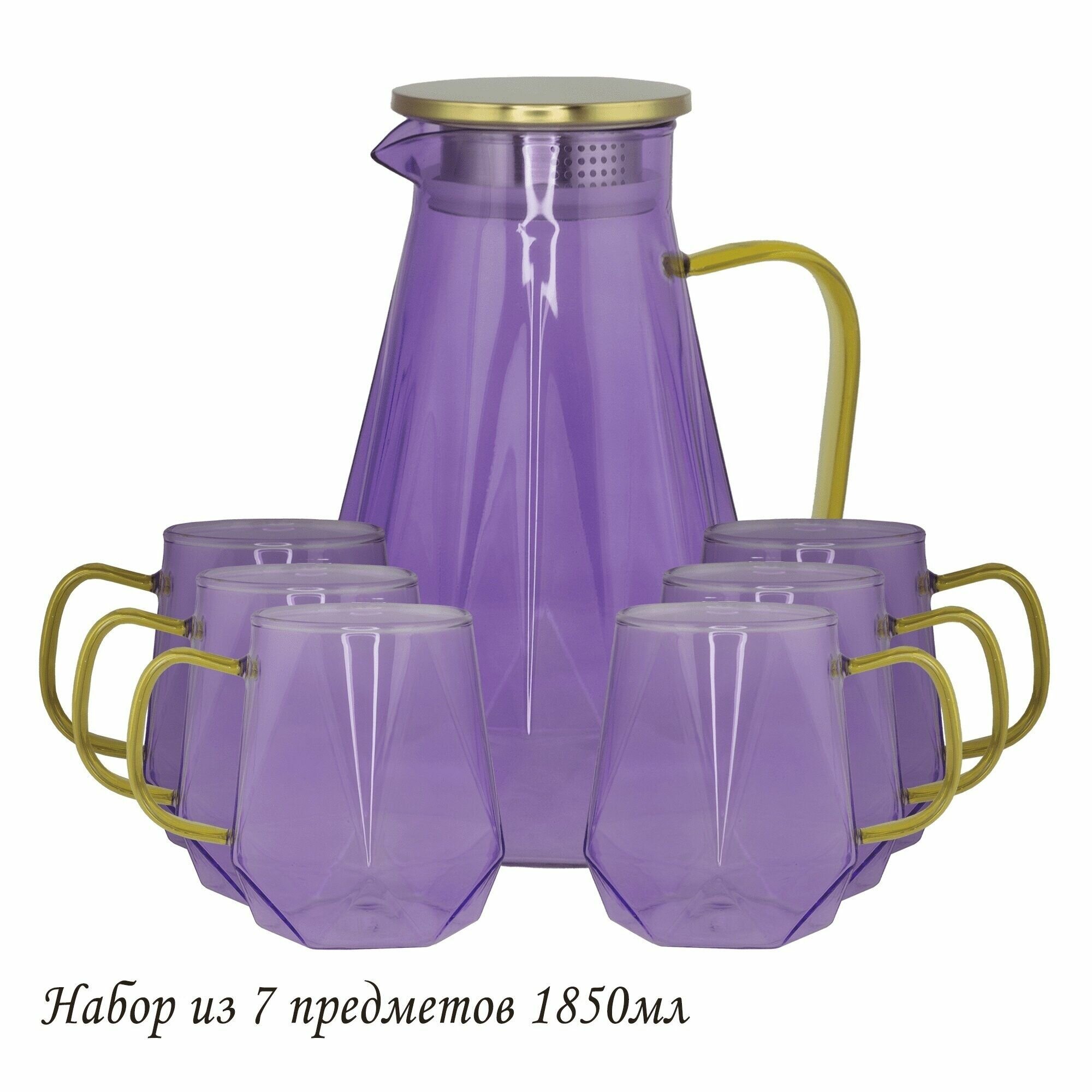 Набор 7 предметов Ленарди Графин 1850мл, стаканы 350мл, стекло