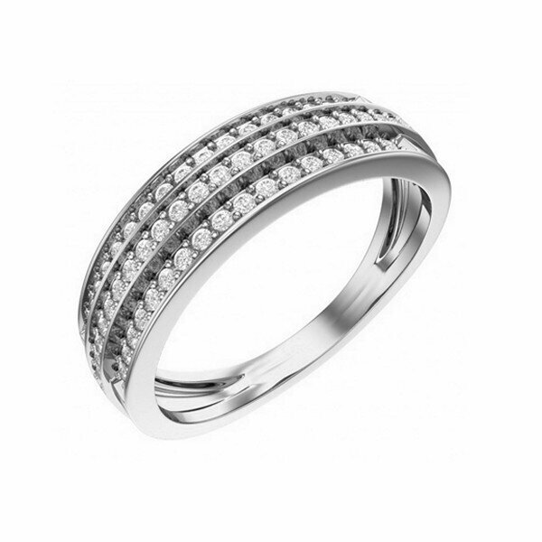 Кольцо, серебро, 925 проба, родирование, фианит