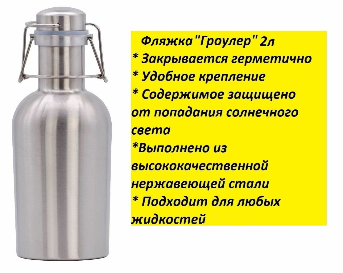 Фляжка из нержавеющей стали "Гроулер" 2л