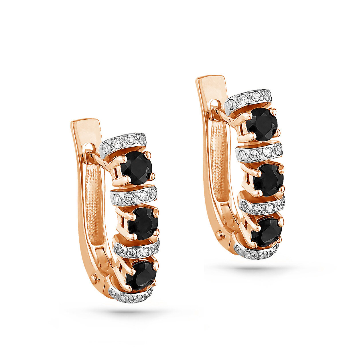 Серьги JEWELIN, красное золото, 585 проба, бриллиант, турмалин