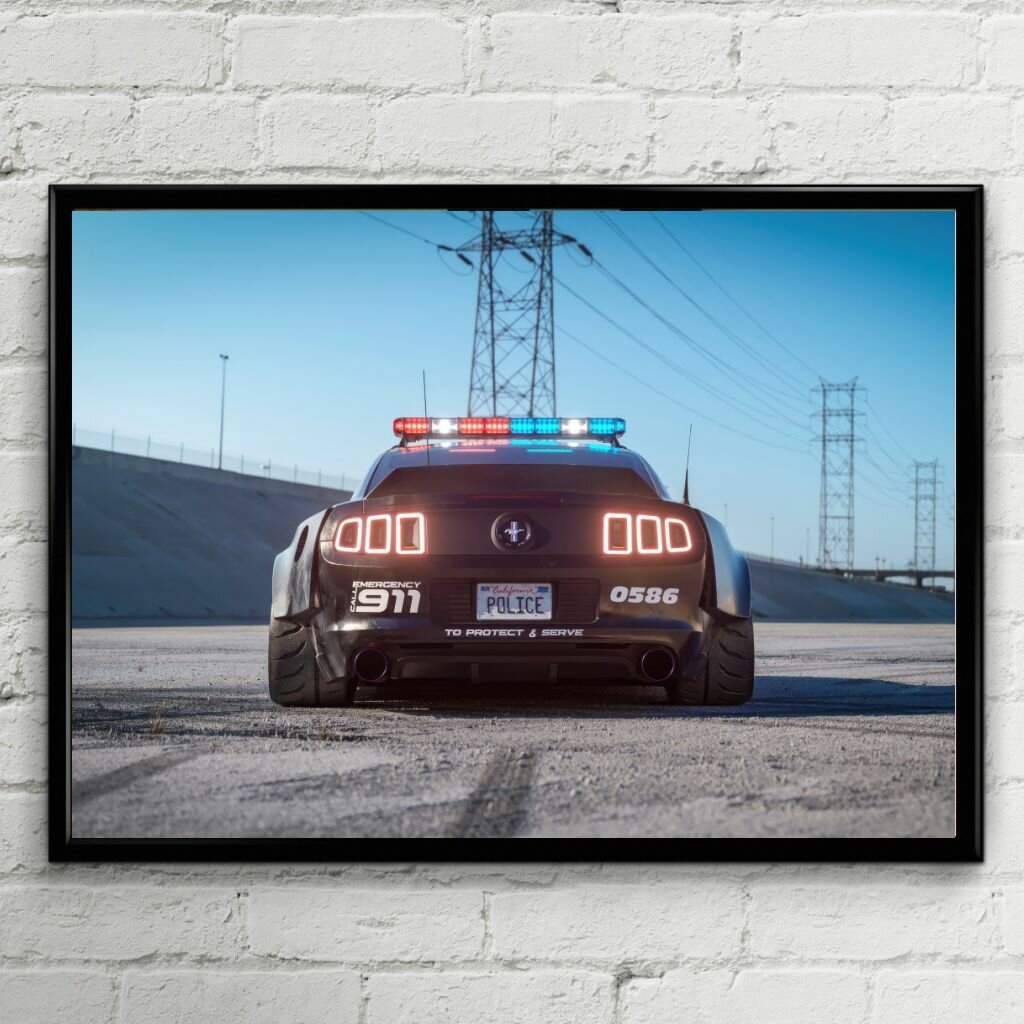 Плакат "ford mustang police interceptor rear" от Cool Eshe из коллекции "Автомобили", плакат А4