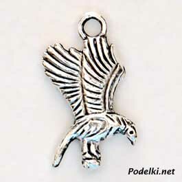 Фурнитура для бижутерии Подвеска Орел 0001396 серебряный цвет 26x15 мм, цена за 4 шт.