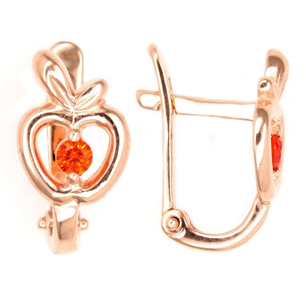 Серьги, красное золото, 585 проба, фианит