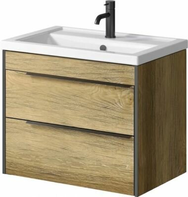 Тумба с раковиной Aqwella Fargo 70, подвесная, цвет: дуб балтийский, ум Фостер 70