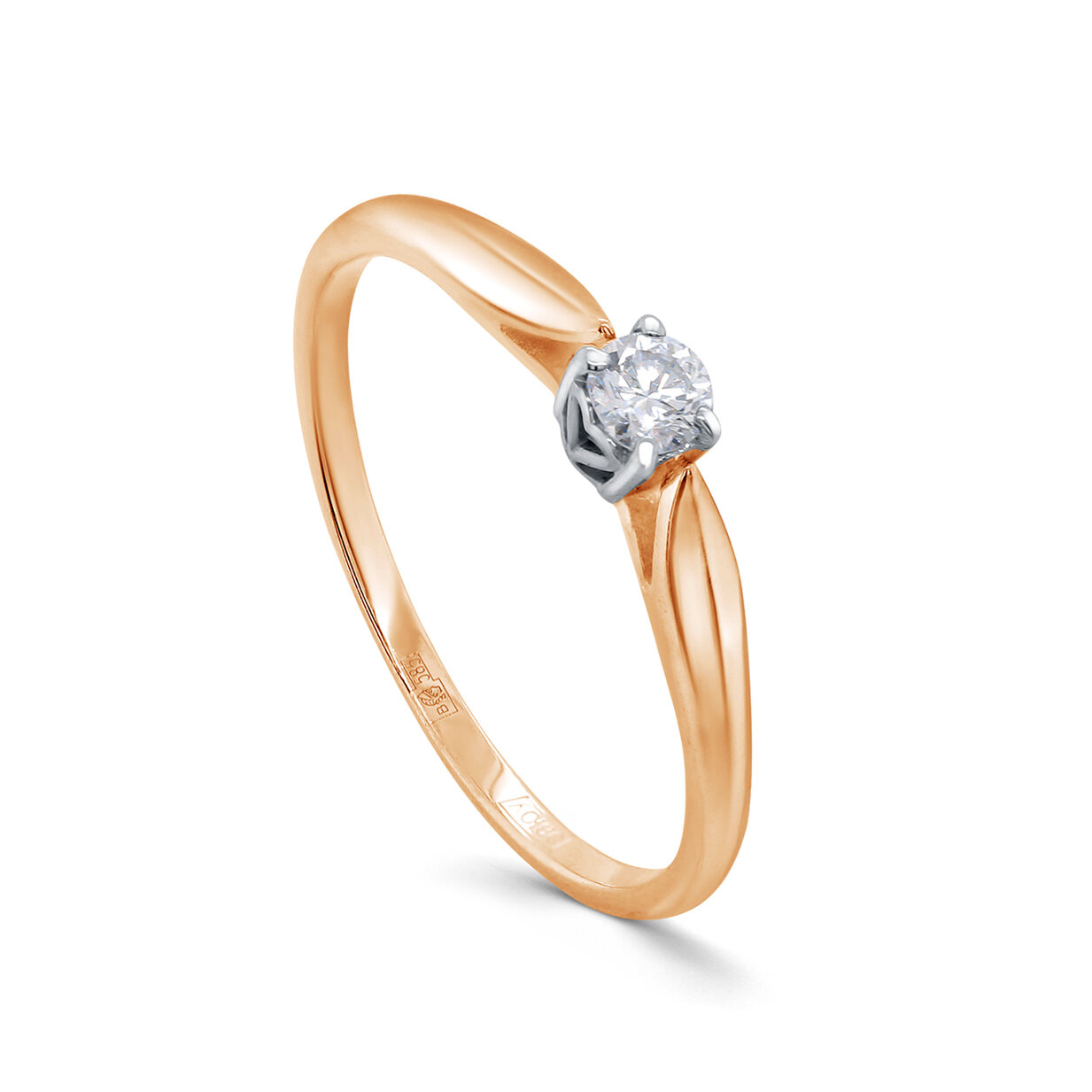 Кольцо помолвочное, красное золото, 585 проба, бриллиант