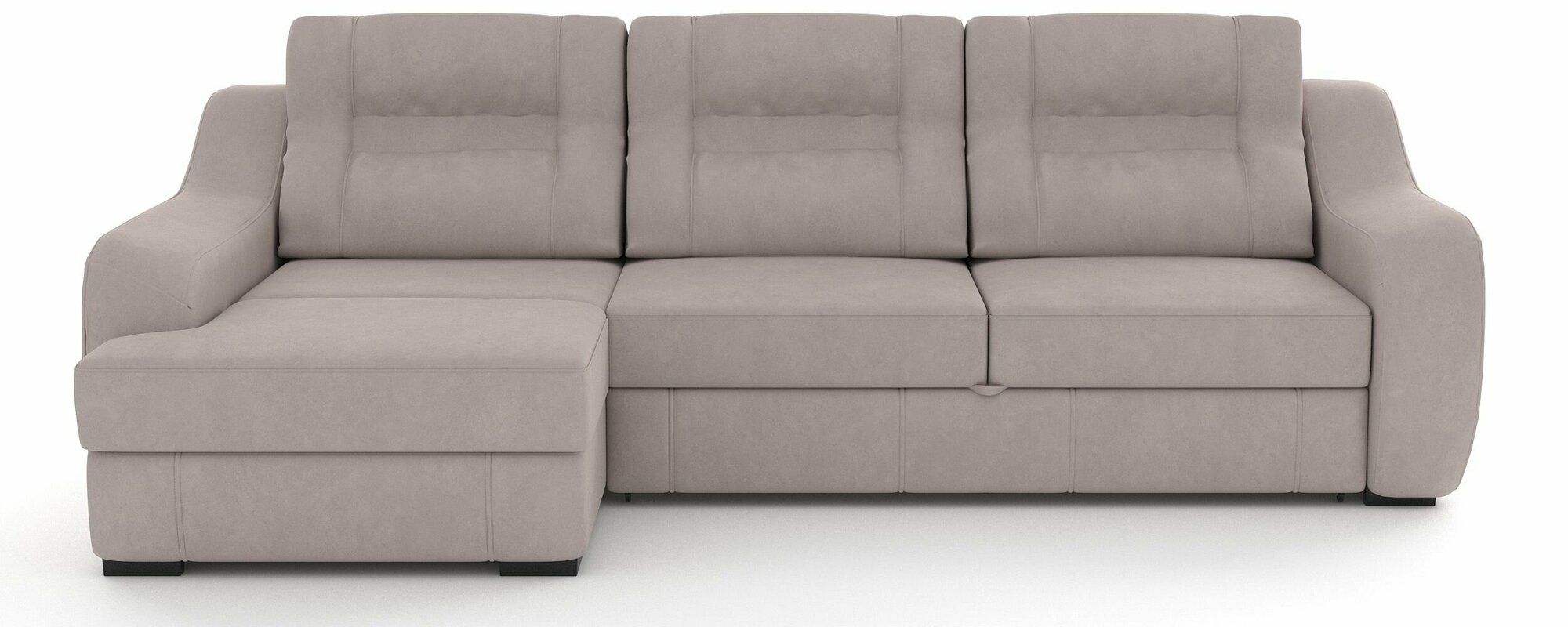 Угловой диван-кровать, раскладной, высоковыкатной, PUSHE Ройс, левый угол, бежевый Formula 102