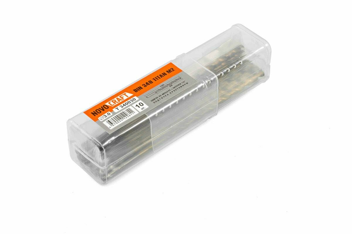 Сверло по металлу удлиненнoе 3,2 мм Novocraft Titan M2, DIN 340, уп. 10 шт.
