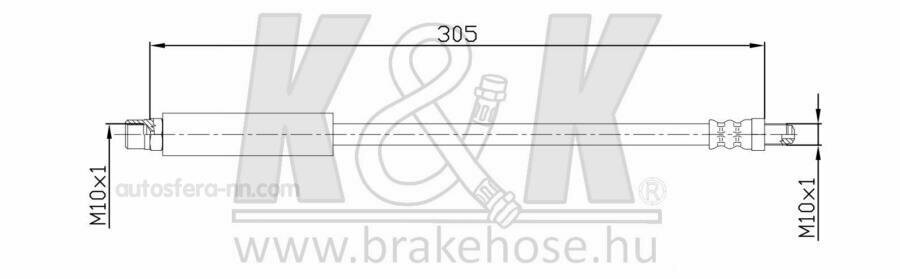 K&K FT2301 Шланг тормозной передний BMW 3(E30) -92 LR F VOLVO 760,960-96 K&K