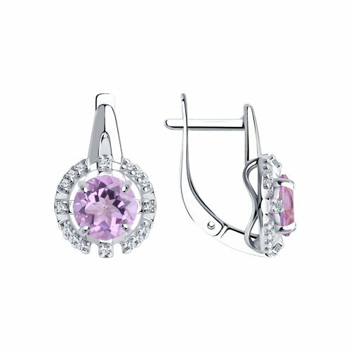 Серьги, серебро, 925 проба, родирование, аметист