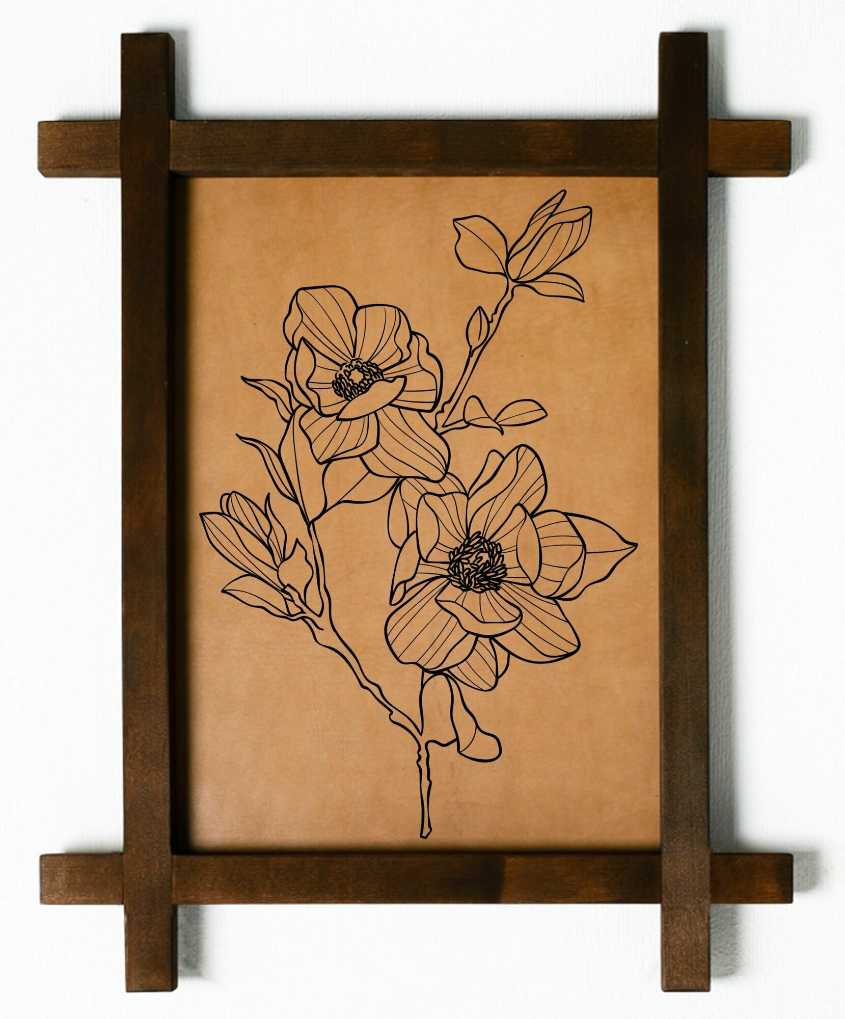 Картина интерьерная из кожи "Магнолия", BoomGift